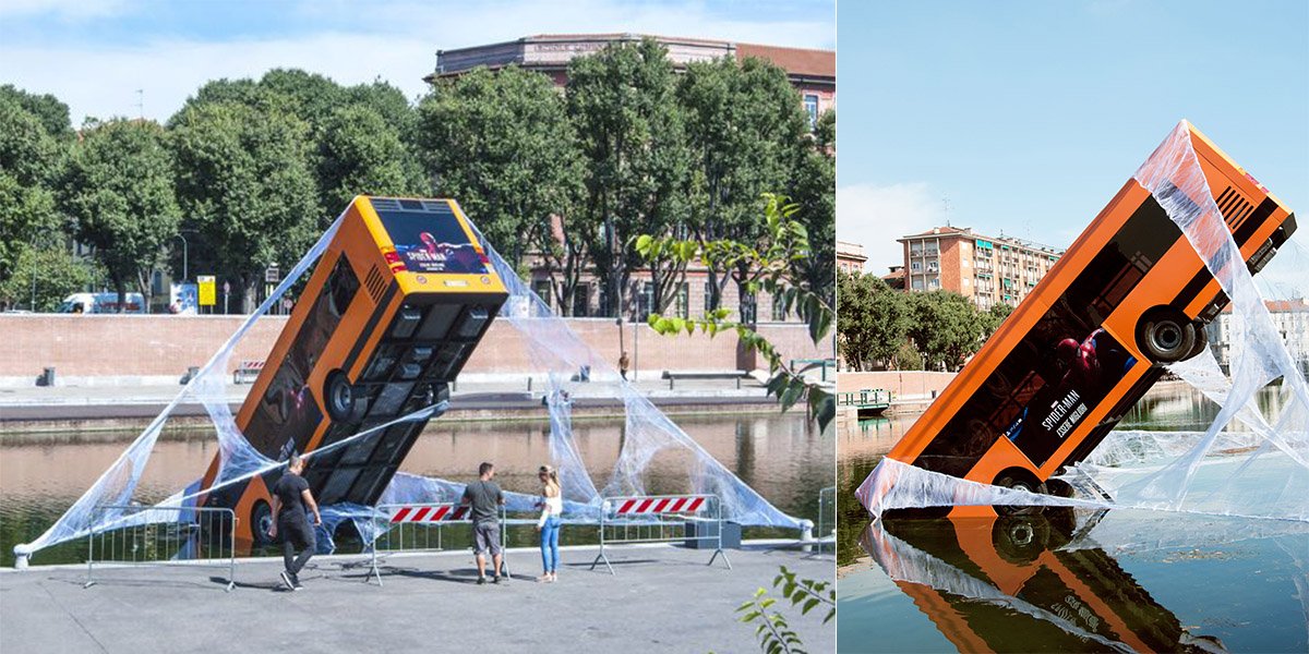 Bus crashes into Italian lake to promote Spider Man videogame | Famous ...
