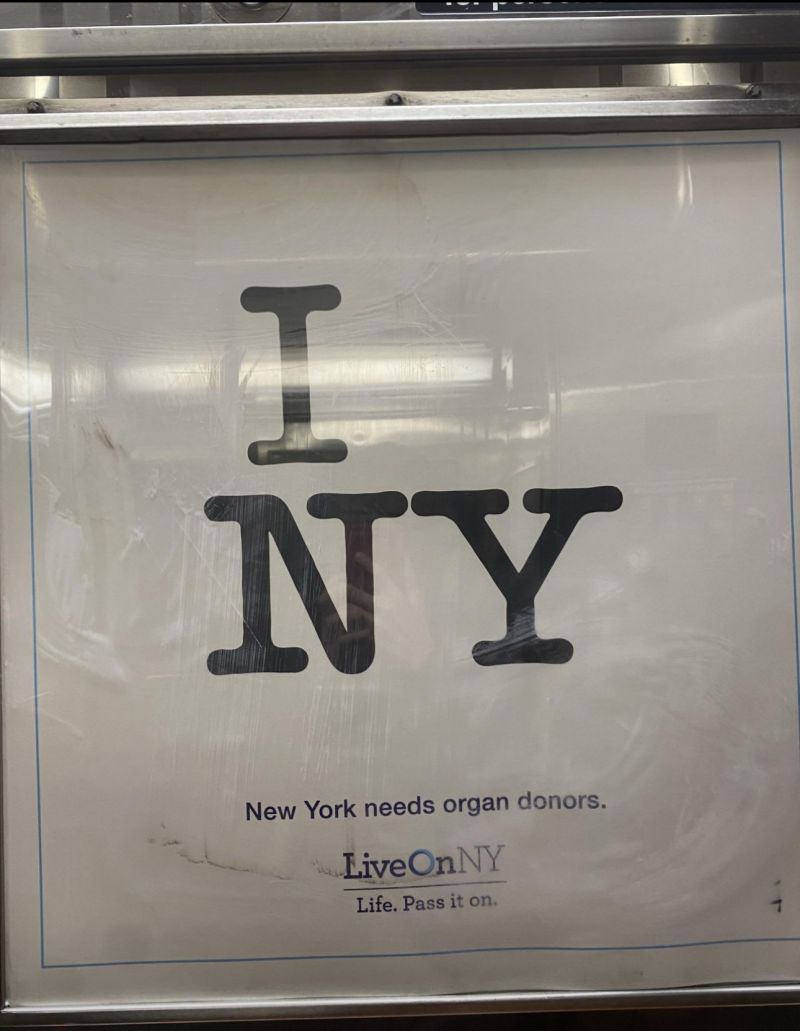 Brilliant organ donation AD spotted on the New York subway | Famous ...