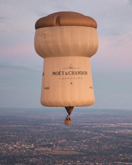Moët & Chandon flew a champagne cork balloon over Melbourne | Famous ...