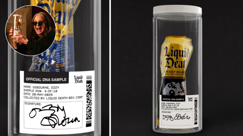 Liquid Death puts Ozzy Osbourne’s actual DNA in iced tea cans | Famous ...
