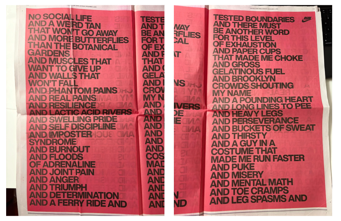Nike takes over the NYT with a six-page love letter to runners | Famous ...