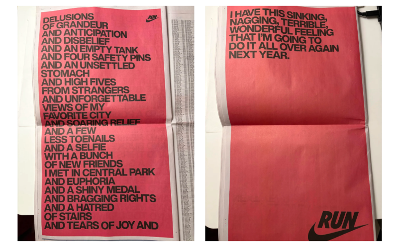 Nike takes over the NYT with a six-page love letter to runners | Famous ...