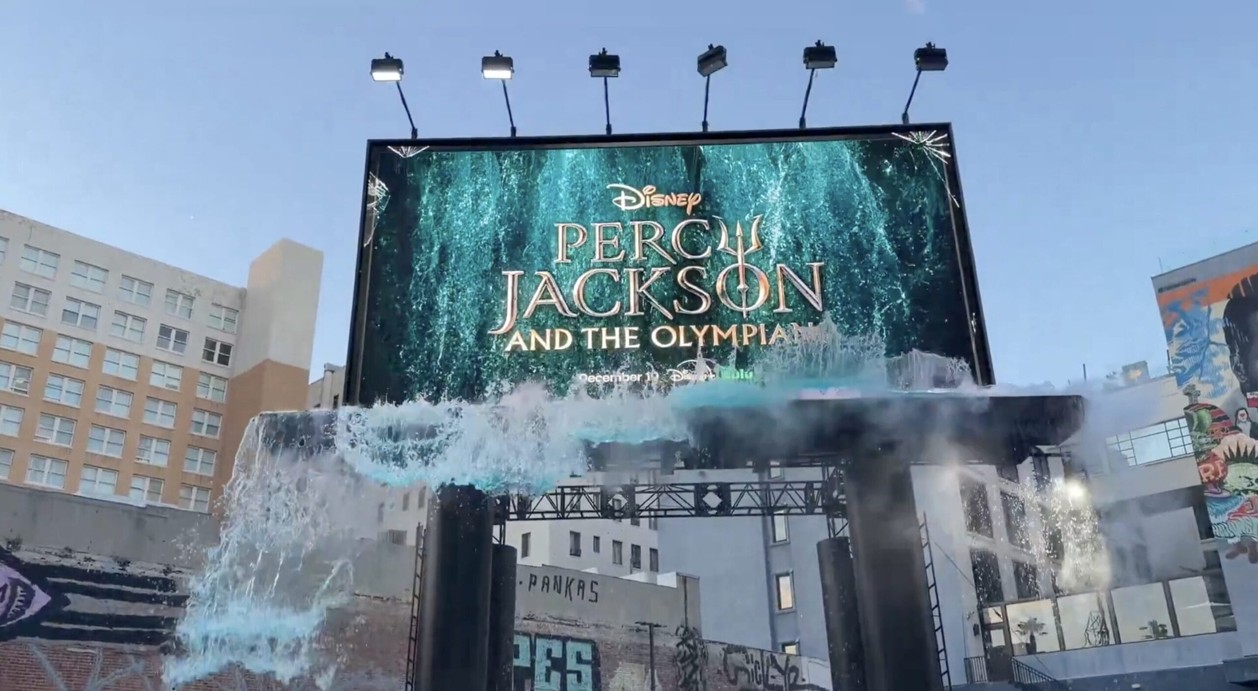 Water-filled movie billboard makes a splash for Percy Jackson | Famous ...