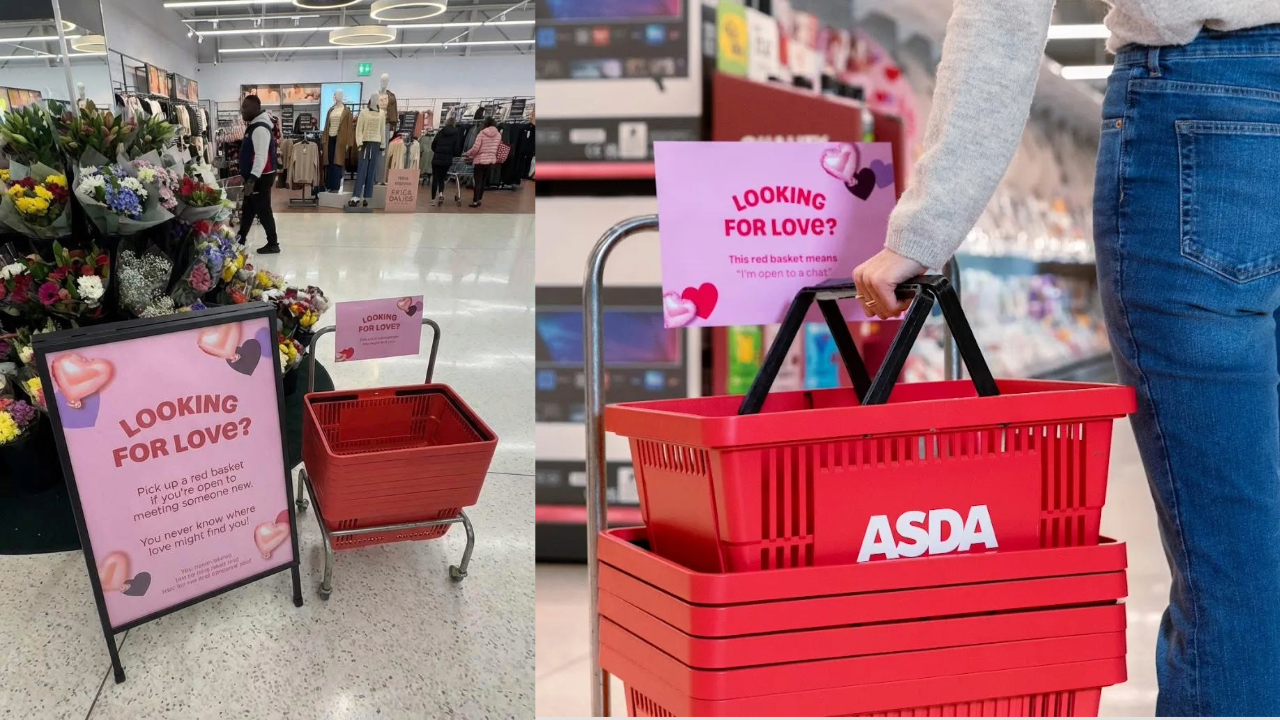 Asda trials ‘open to chat’ red basket for single shoppers | Famous ...
